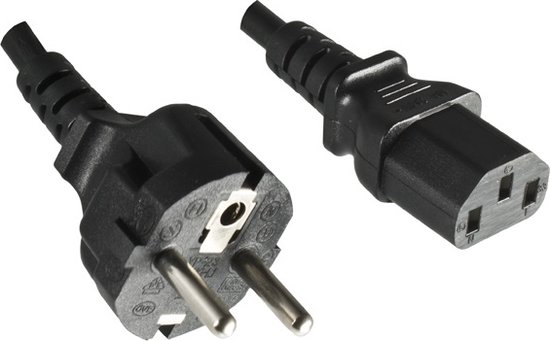 DINIC C13 (recht) - CEE 7/7 (recht) stroomkabel - 3x 0,75mm / zwart - 1 ...