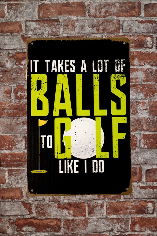 Golf balls - Wandbord - Metalen wandbord - Mancave - Tekst bord ...