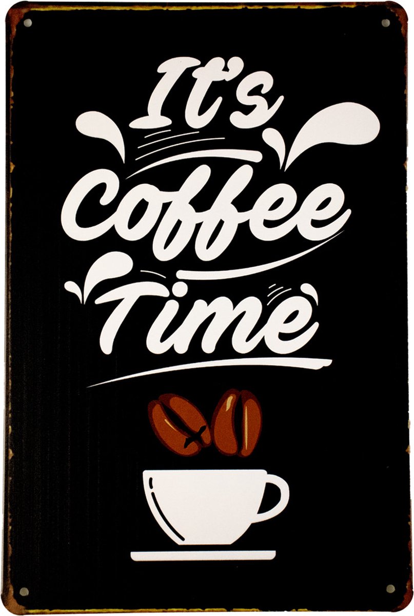 Wandbord - It`s coffee time - Metalen wandbord - Mancave - Mancave ...