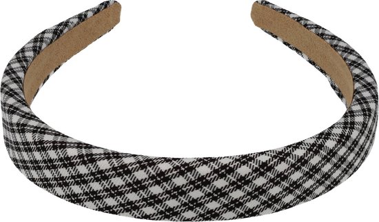 Haarband Diadeem Ruit Patroon Stof Wit Zwart - Hoofdband Ruitjes Print ...