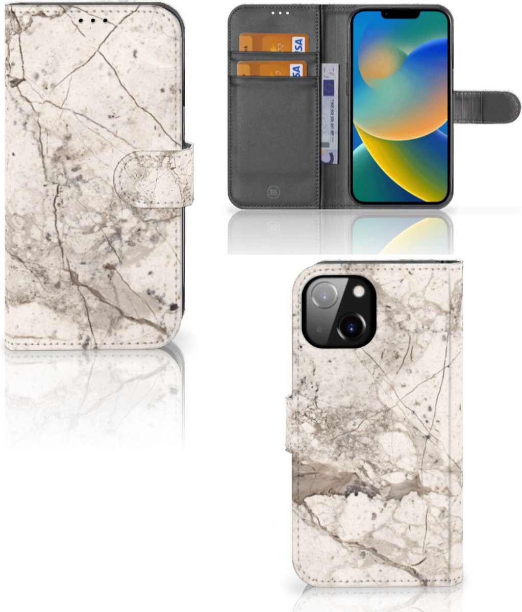 Mapje Apple iPhone 14 Telefoonhoesje Marmer Beige | bol.com