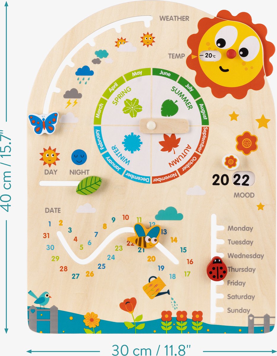 Navaris houten leerkalender voor kinderen - Leer de weekdagen, maanden ...