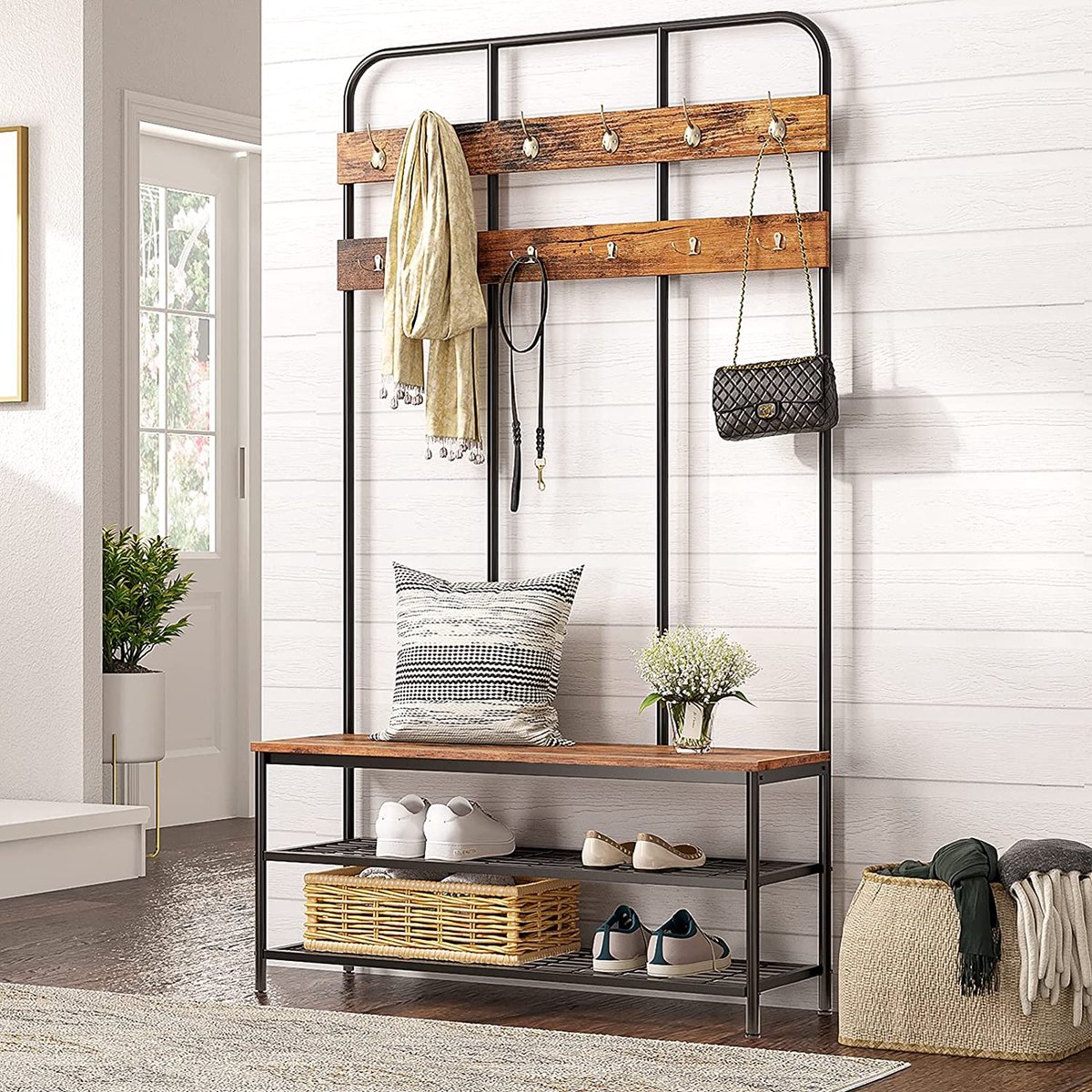 Furnibella - Grote kapstok standaard, hal boom met 12 haken en ...