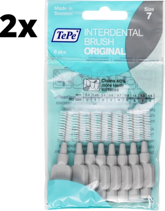 TePe Ragers Grijs 1,3mm - 2 x 8 stuks - Voordeelverpakking | bol