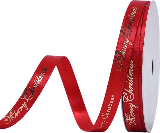 Kerst Lint 10mm (1,0cm) | Luxe Satijn Lint | Merry Christmas Kerstlint ...