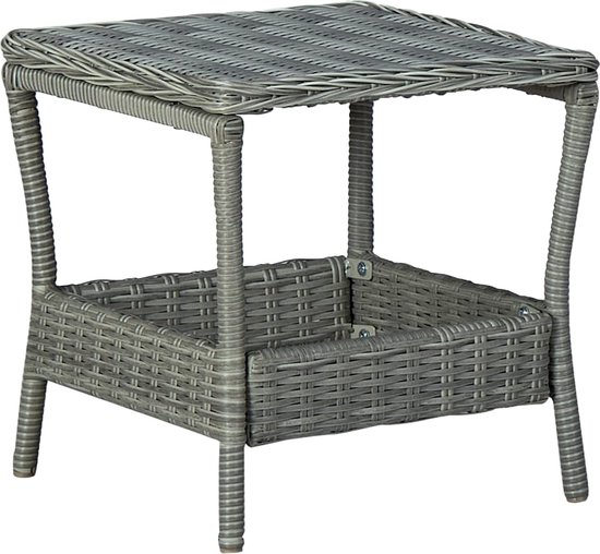 Prolenta Premium - Tuintafel 45x45x46,5 cm poly rattan lichtgrijs ...