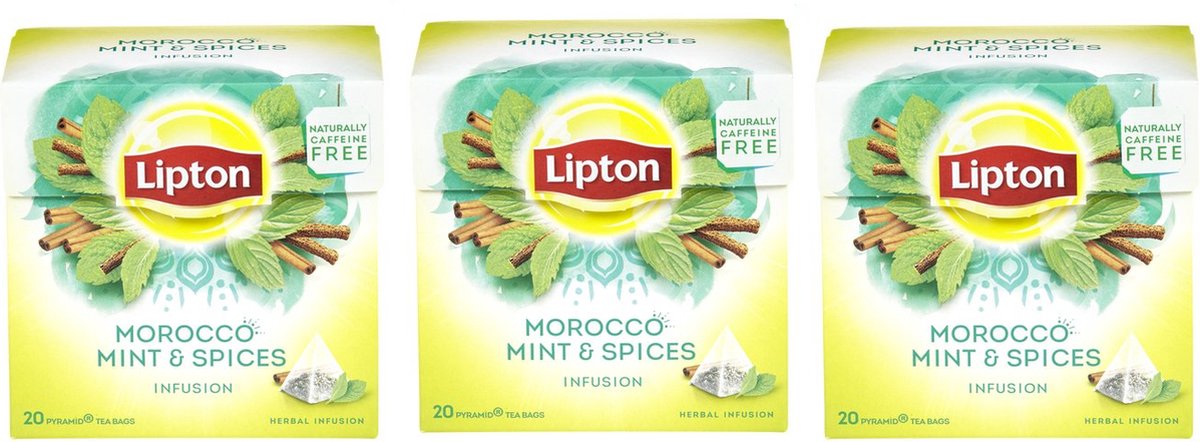 3x LIPTON - Herbal infusion Morocco mint & spices - 20 theezakje | bol