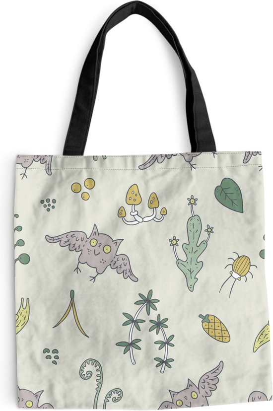 Schoudertas - Strandtas - Shopper Patronen - Uil - Planten - 40x40 cm ...