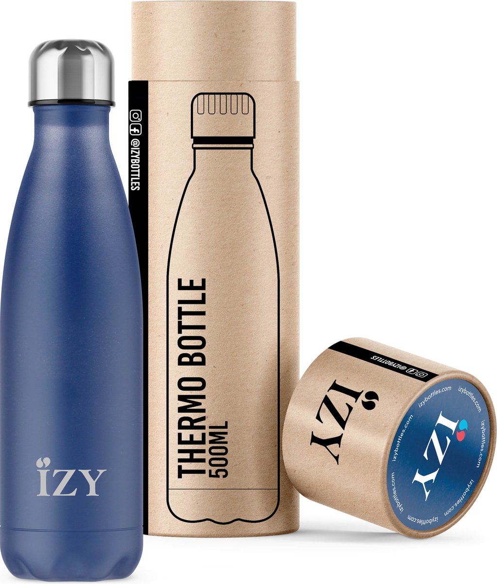 IZY Bottles x Poedercoat Marine Blauw | 500 ML | Thermosfles ...