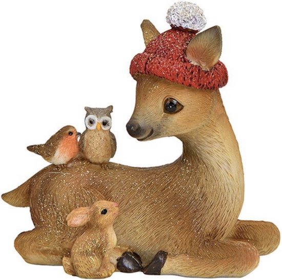 Hert Liggend- glitters - gemaakt van poly - bruin - (B / H / D ...