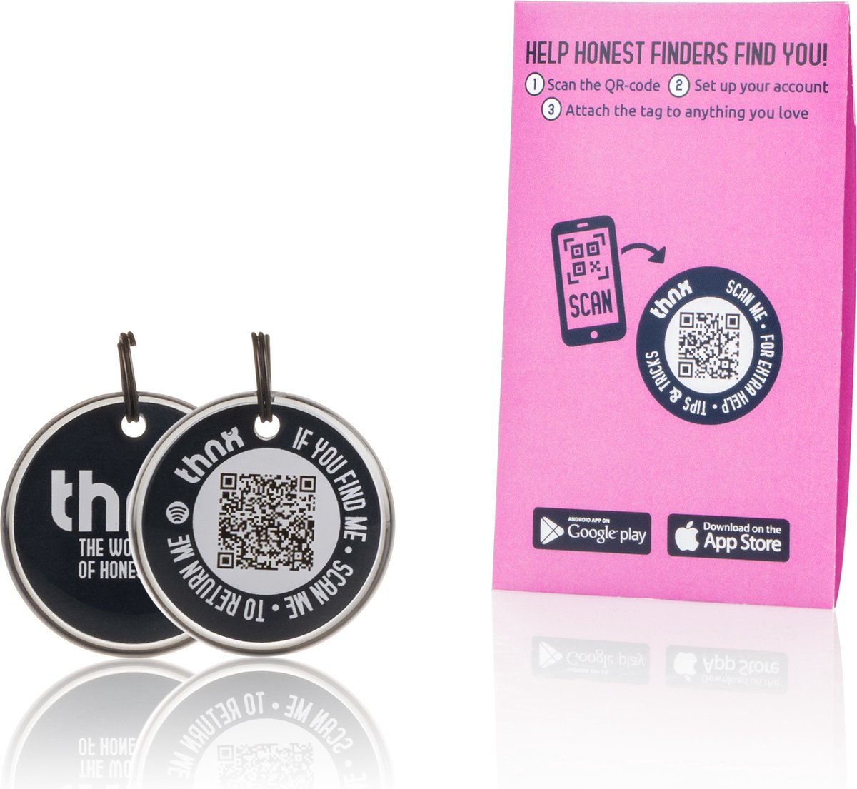 thnx tags - 2 pack - Veilige QR code - Bagage/Kofferlabel/Sleutelhanger ...