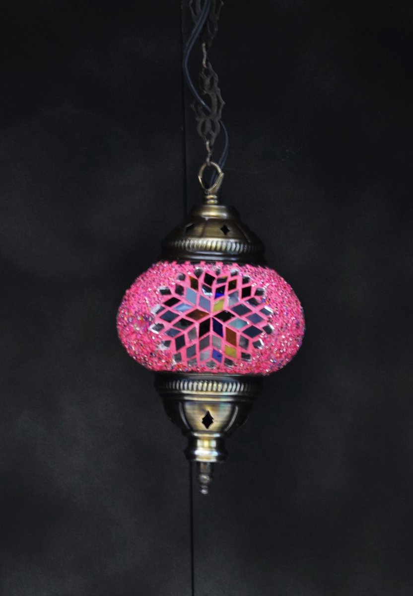Hanglamp Mozaïek Lamp Oosterse Lamp Hoogte 53 cm Handgemaakt roos | bol.com