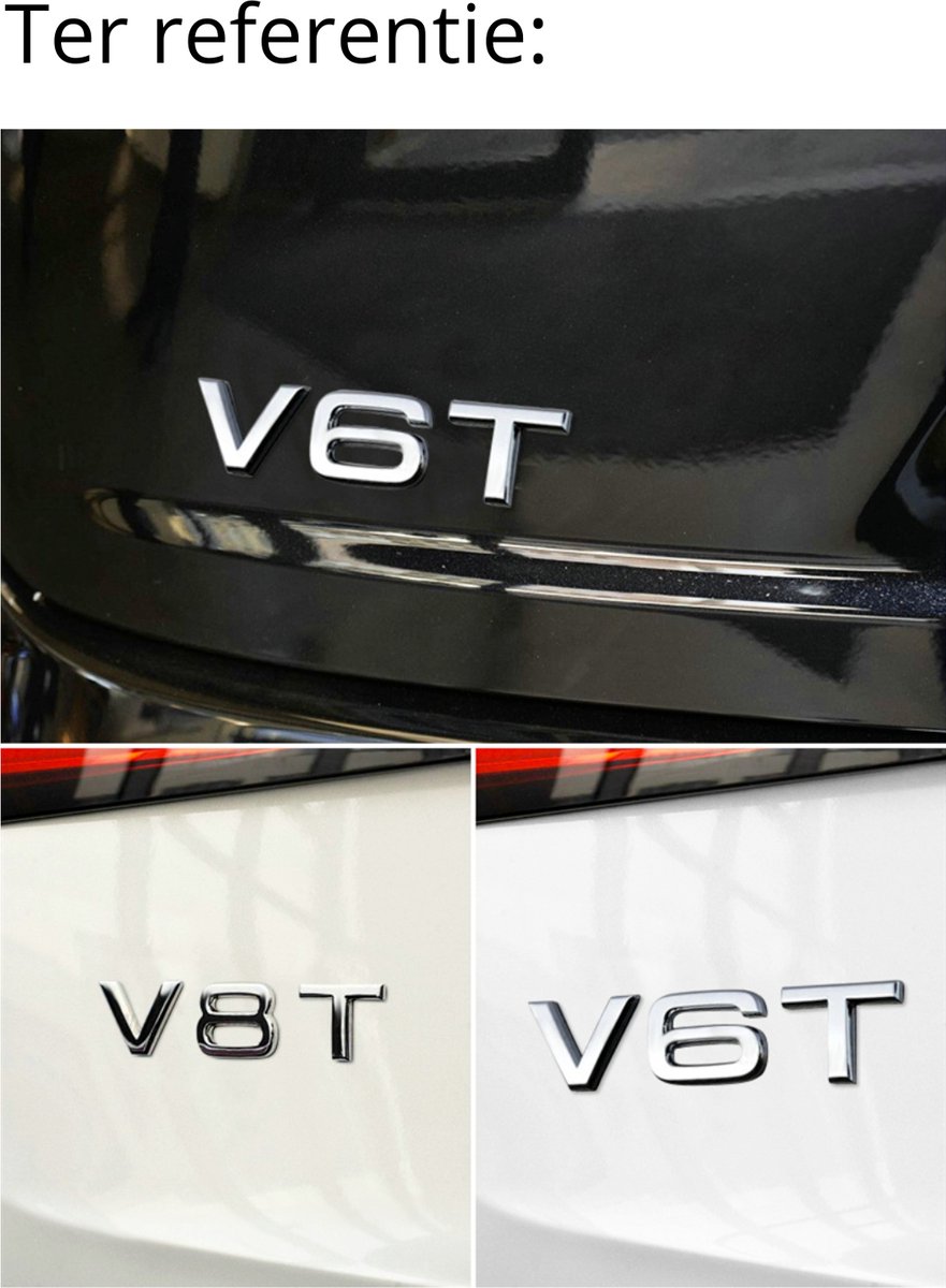 Auto Embleem V8T Zwart - Zelfklevende Badge - V8 Logo voor Audi, BMW en ...