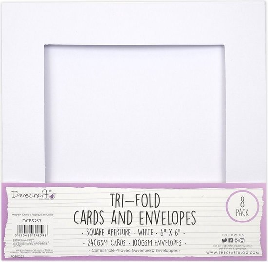 Tri-fold Cards & Envelopes Square Aperture 5x7 Inch (DCBS257) | bol.com