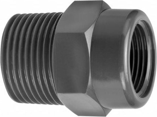 PVC soknippel 1" buitendraad Â½" binnendraad PN10 | bol.com