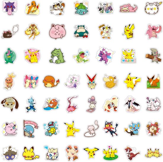 50 Pokemon stickers - Stickermix voor laptop, muur, fiets, skateboard ...