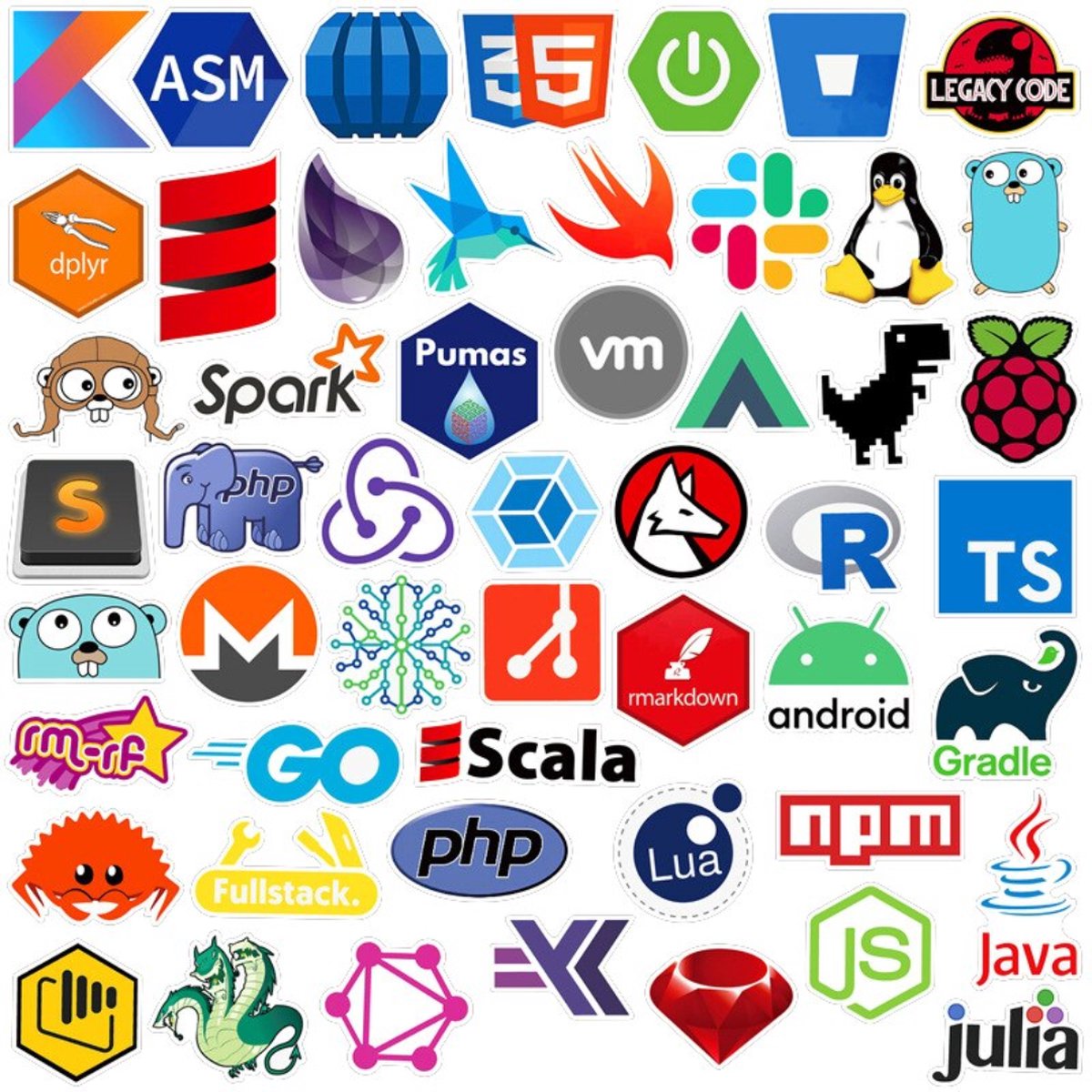 50 programmeur stickers - Stickermix voor laptop, muur, fiets ...