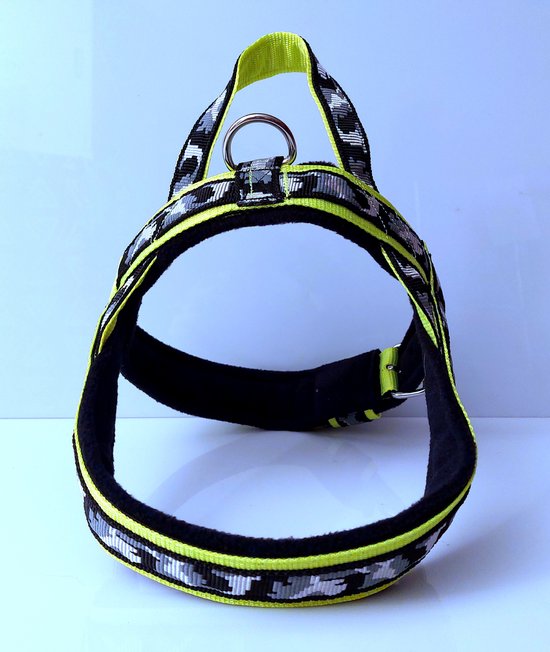 T tuig neon geel camouflage grijs anti trek hondentuig | bol