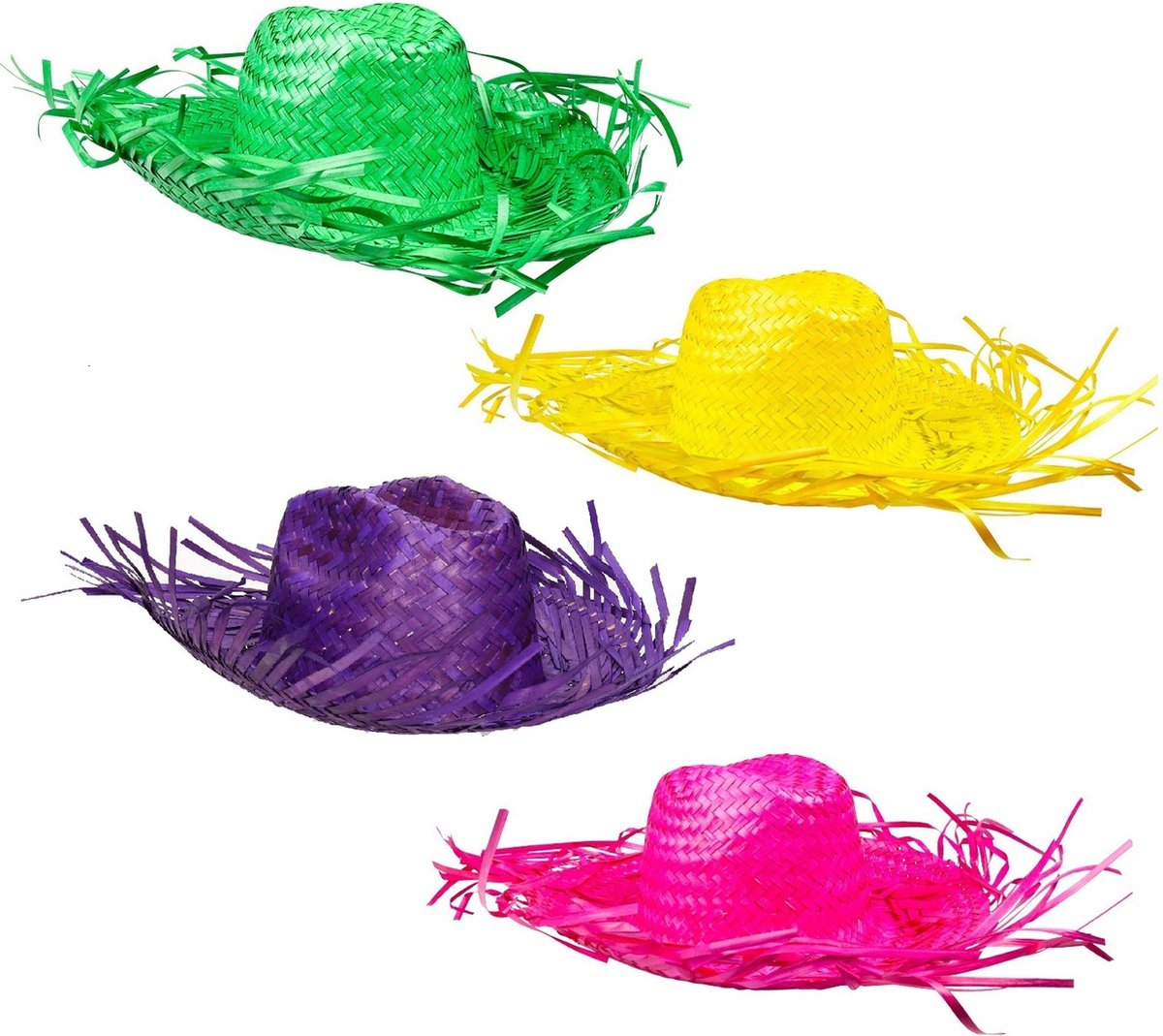 Gekleurde strohoed met grote rand Geel | bol.com