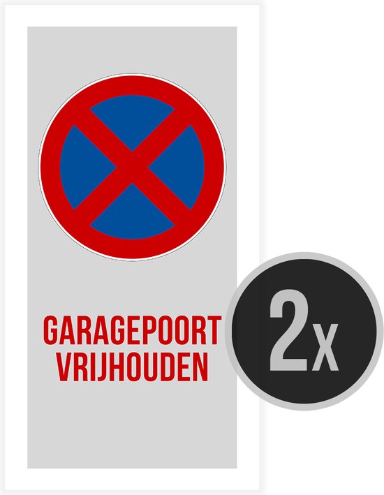 Pictogram/ bord | "Garagepoort vrijhouden" | 20 x 40 cm | Stilstaan ...