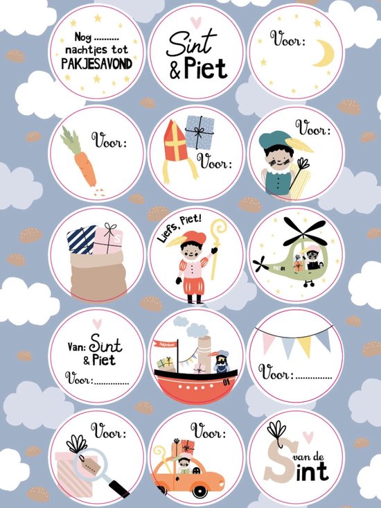 15 x Sinterklaas Stickers Stickervel - Cadeau Leuk Versieren Inpakken | bol