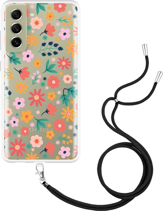 Cazy Hoesje met Koord geschikt voor Samsung Galaxy S21 FE - Always have flowers | bol