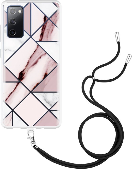 Cazy Hoesje met Koord geschikt voor Samsung Galaxy S20 FE - Roze Marmer | bol
