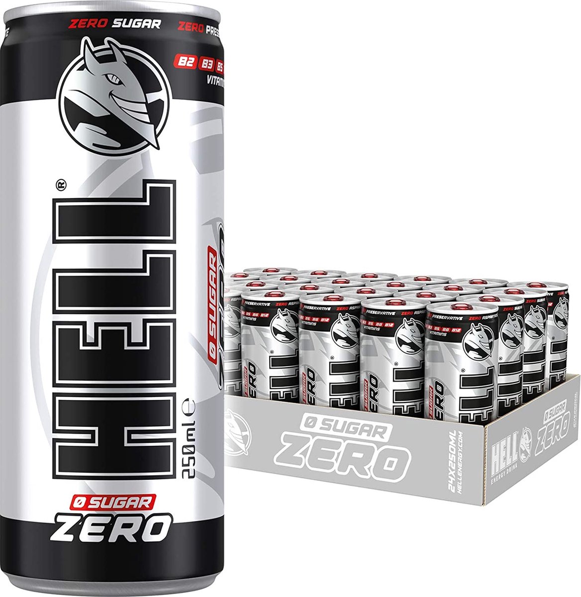 Hell Energy Zero - Boisson énergisante sans sucre - par barquette 24 x ...