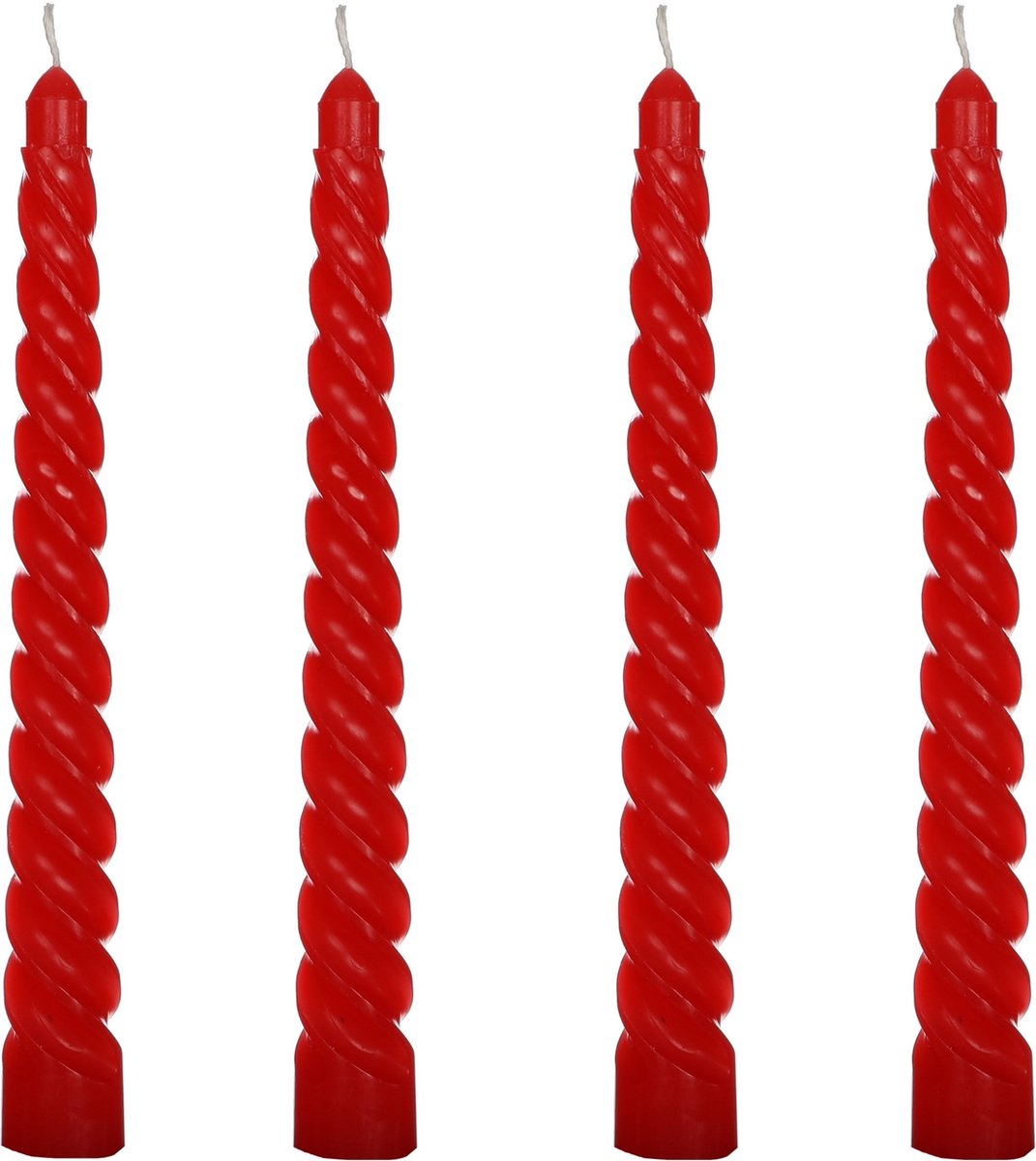 Comforder Set van 4 Gedraaide Kaarsen - 19cm Rood - Lange Draai ...