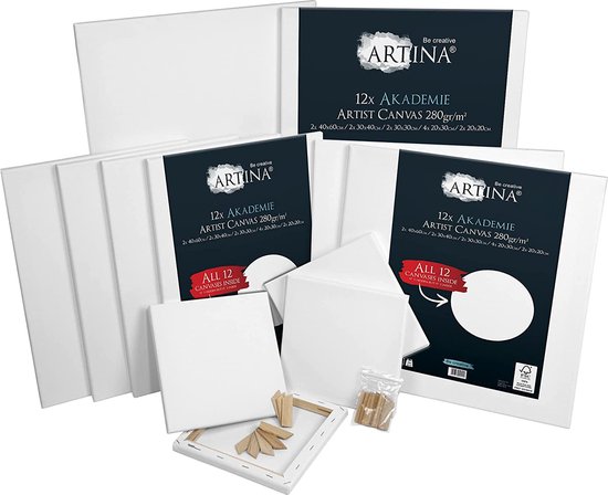 Artina FSC® schilderdoeken canvas - Set van 12 doeken in academy quality - 30x40,... | bol