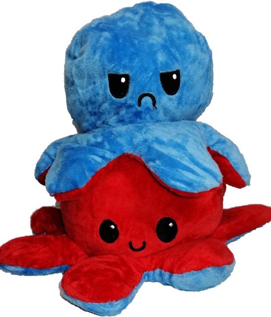 Mood Octopus Knuffel - Omkeerbaar - Emotie - 30 cm - Bekend van Tik Tok ...