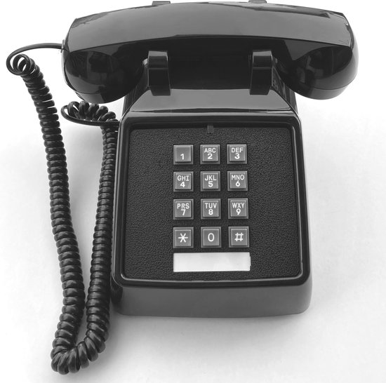 Retro Vaste Telefoon - Druktoets - Mechanische Rinkelbel - Zwart ...