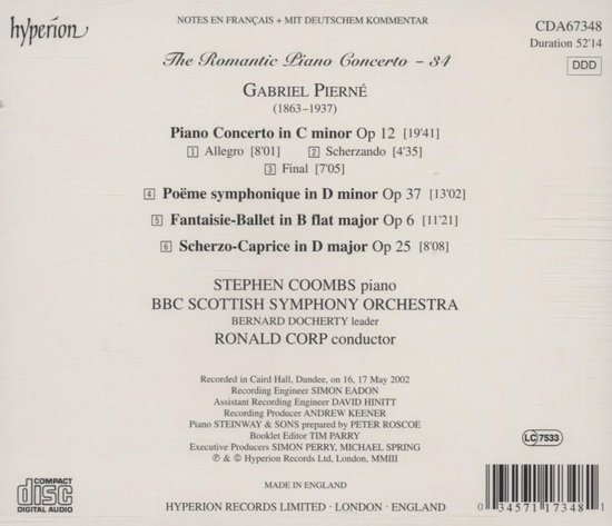 Stephen Coombs, BBC Scottish Symphony Orchestra, Ronald Corp - Pierné ...