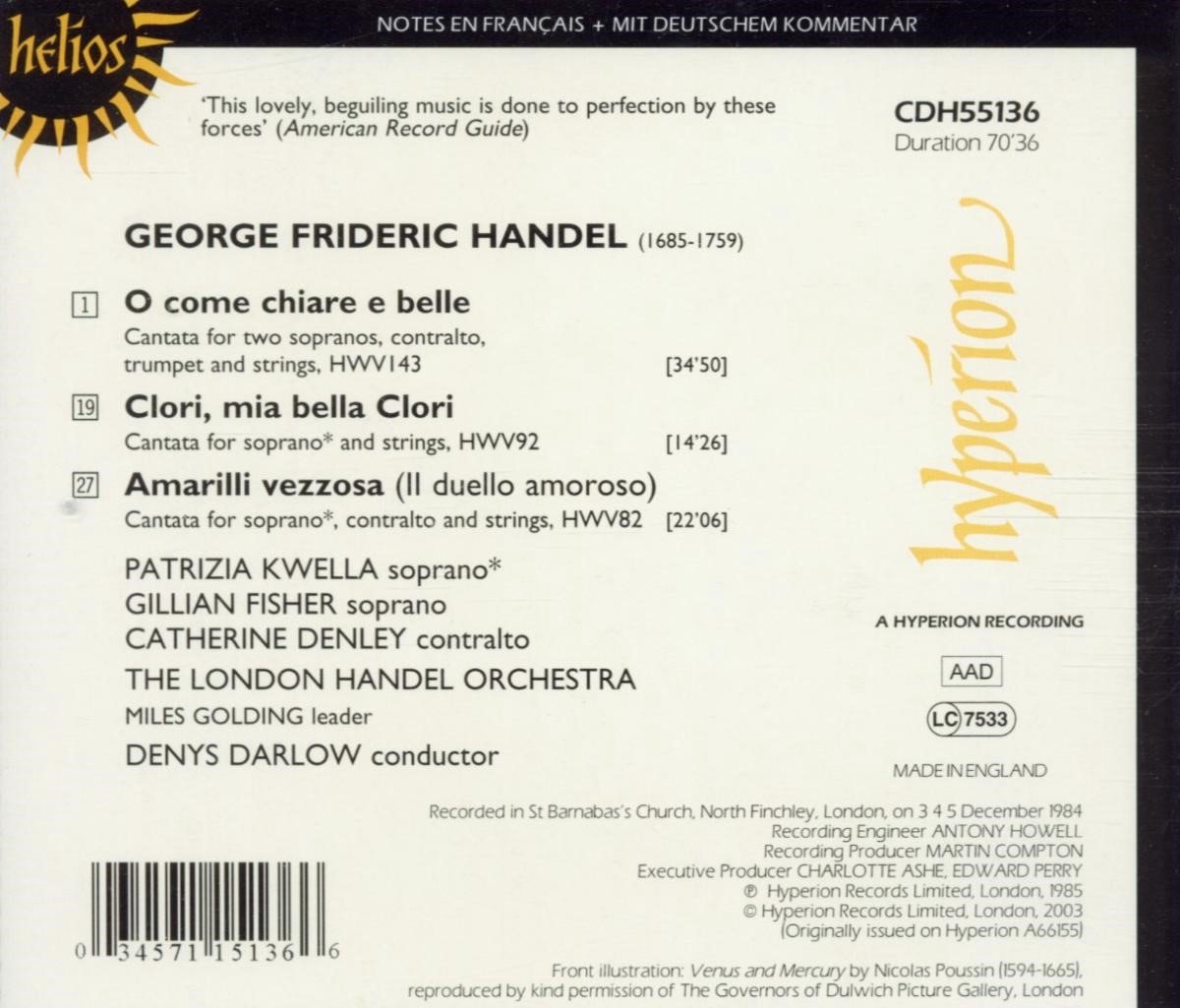 Patrizia Kwella, Gillian Fisher, The London Handel Orchestra, Denys ...
