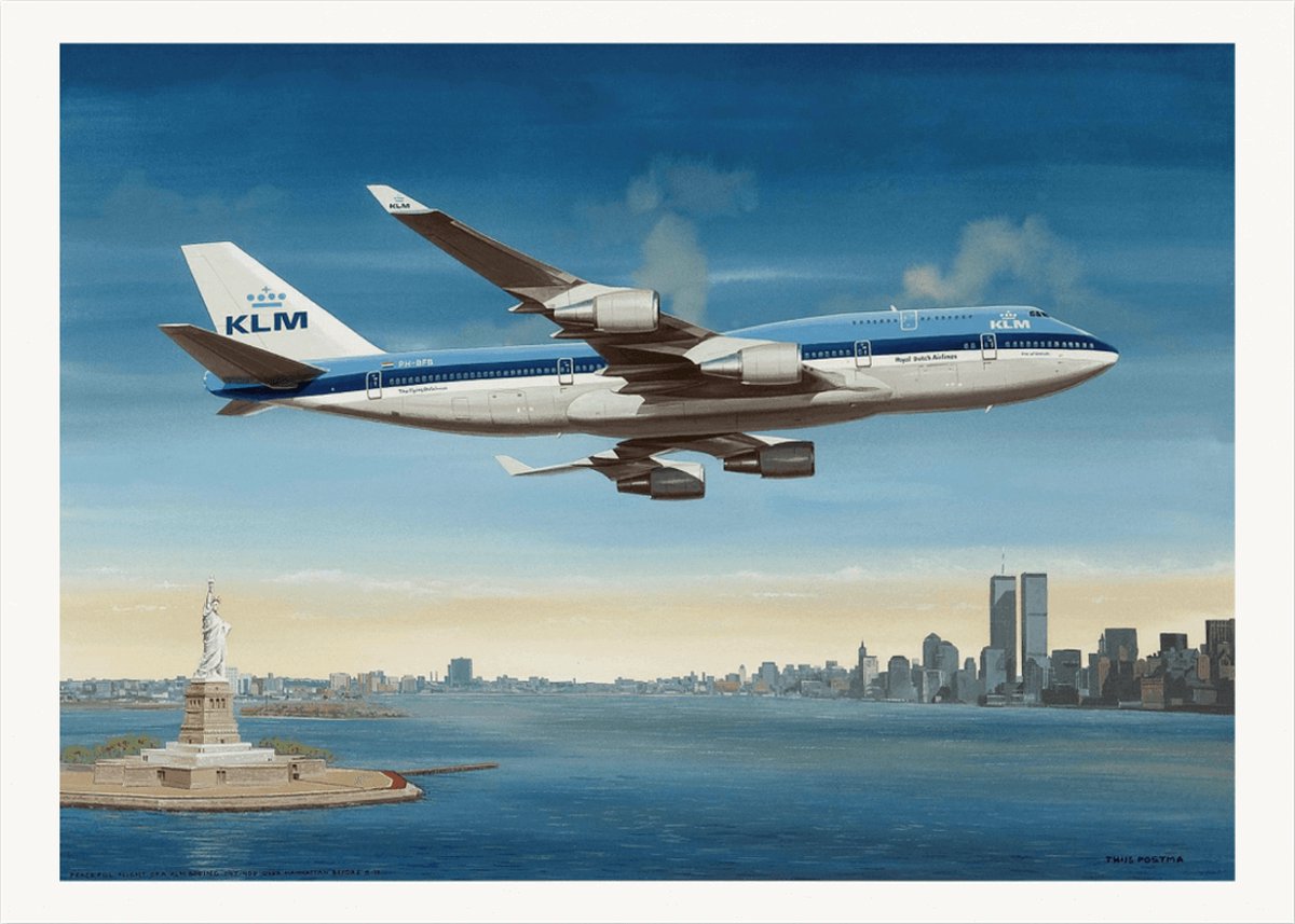 Thijs Postma - TP Aviation Art - Poster - Boeing 747-400 KLM Boven ...