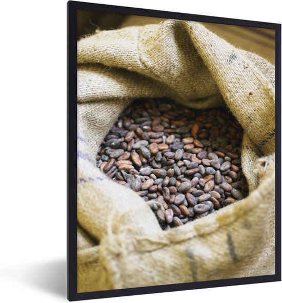 Fotolijst incl. Poster - Jutezak gevuld met cacaobonen uit Ghana ...