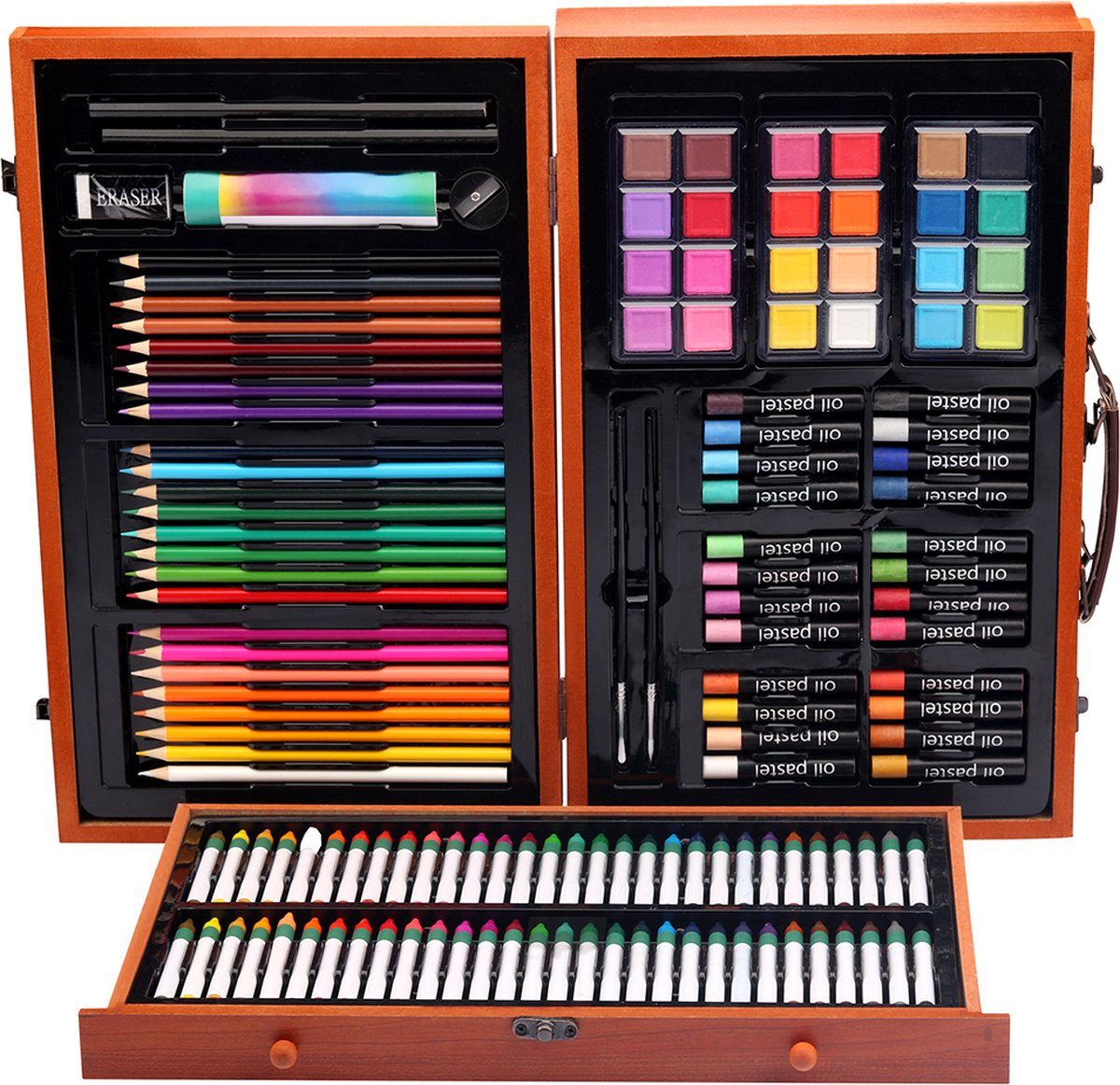 Coffret à dessin avec crayons de couleur et crayons de cire - Coffret à ...