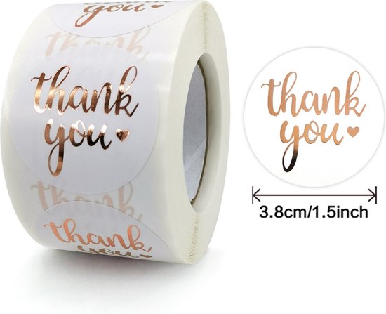 Thank you stickers - 500 stuks - 25 mm - Bedankt stickers - Small business packaging -... | bol.com