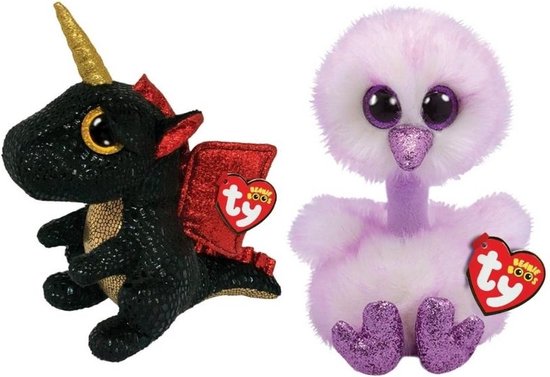 Ty - Knuffel - Beanie Boo's - Grindal Dragon & Avery Ostrich | bol.com