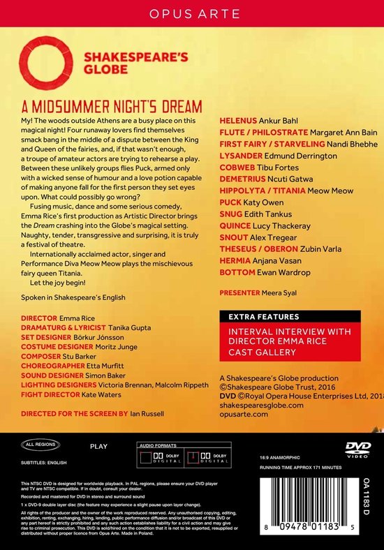 Shakespeares Globe Emma Rice - W. Shakespeare-A Midsummer Nightss (DVD), Shakespeares... | bol