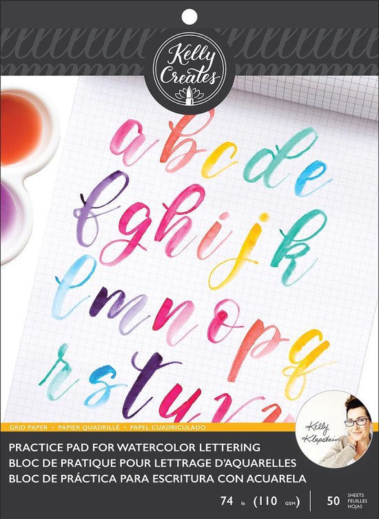 Kelly Creates -Watercolor brush lettering paper pad grid | bol.com