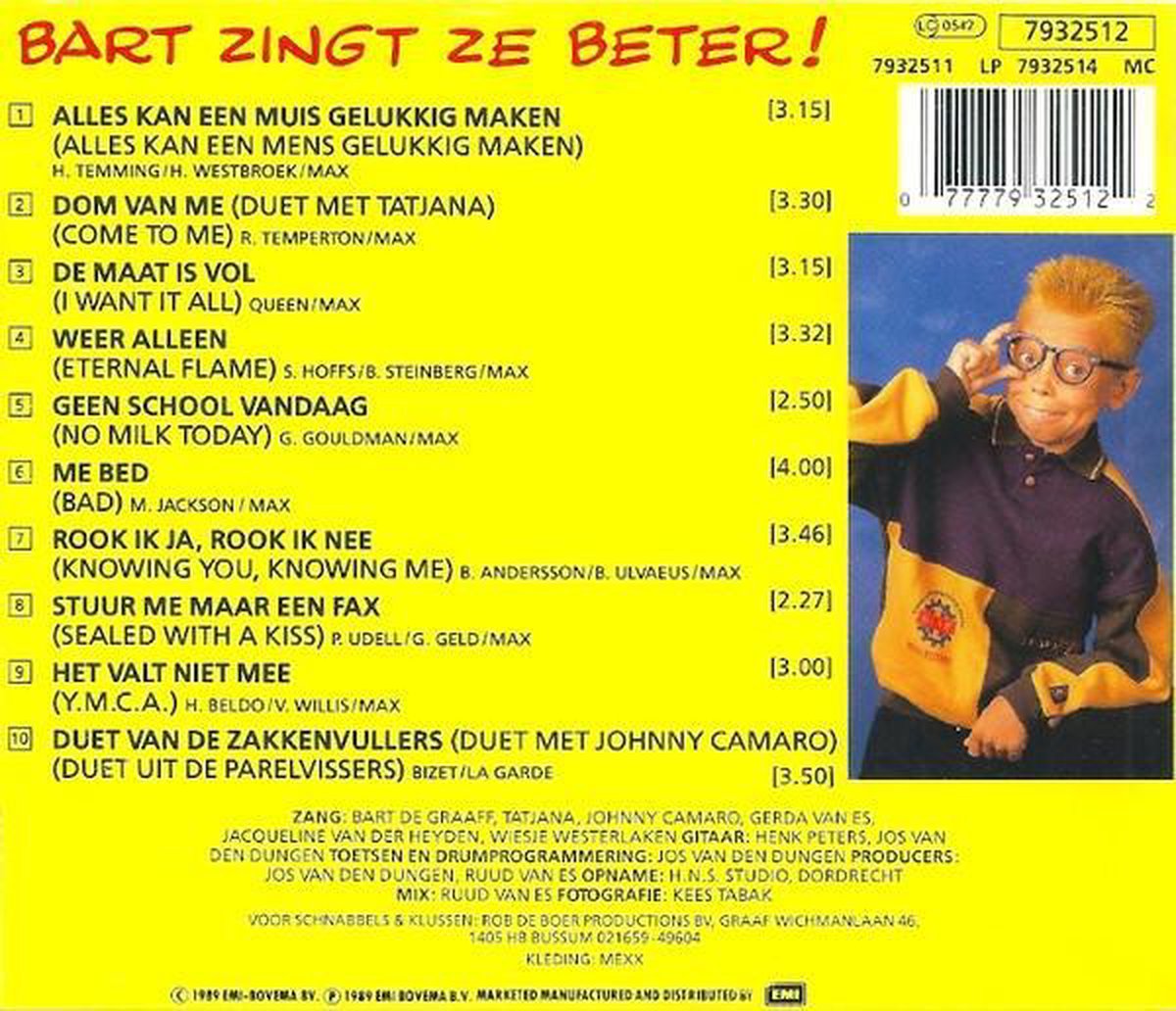 Bart zingt ze beter, Bart de Graaff | CD (album) | Muziek | bol.com