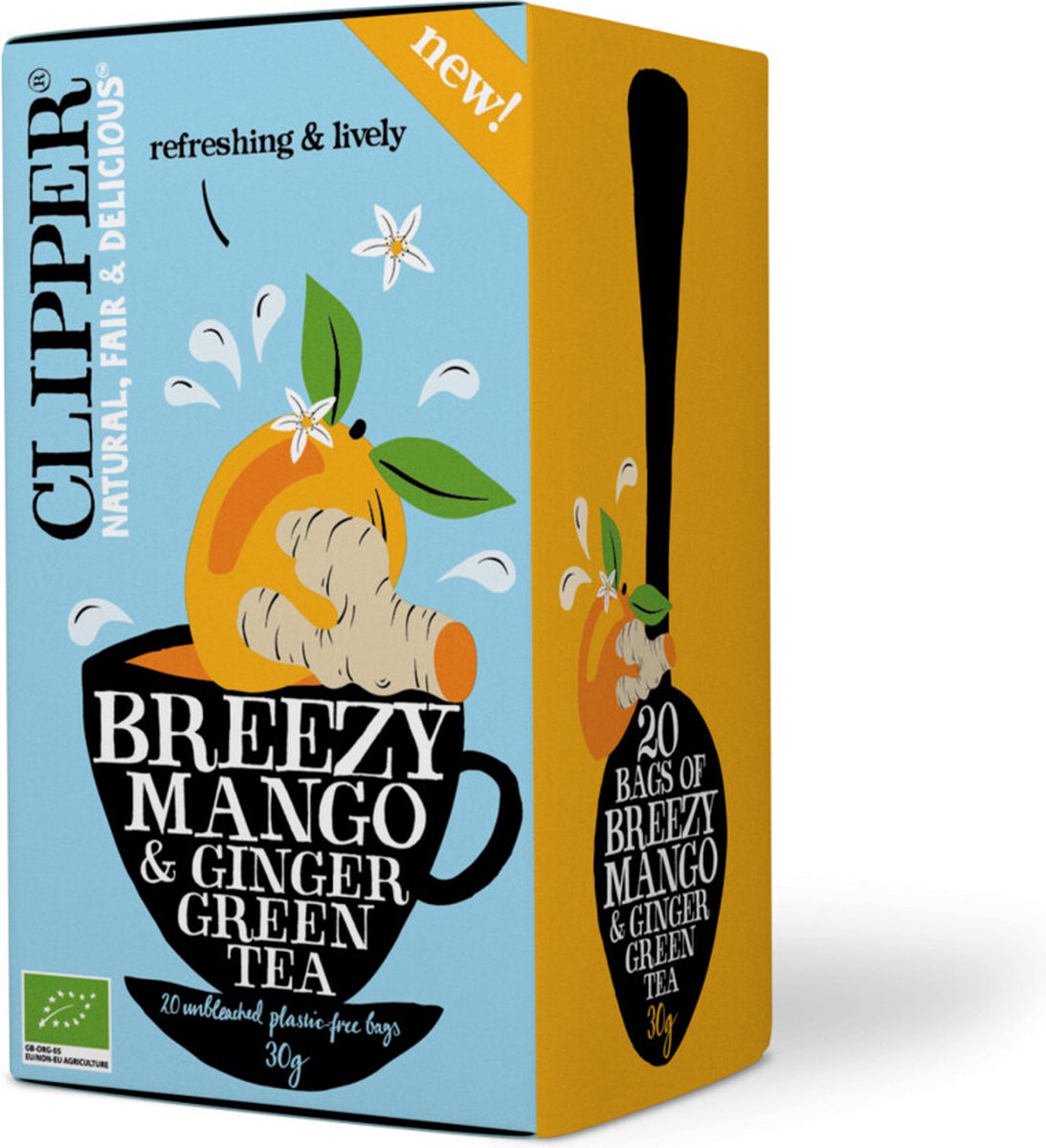Clipper Thee - Green Tea Breezy Mango Ginger - 20 zakjes | bol.com