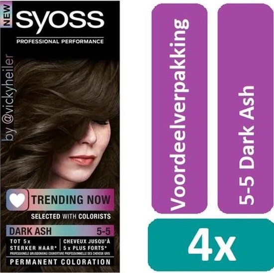 Syoss Trending Now 5-5 Dark Ash Haarverf - Voordeelverpakking 4 Stuks ...