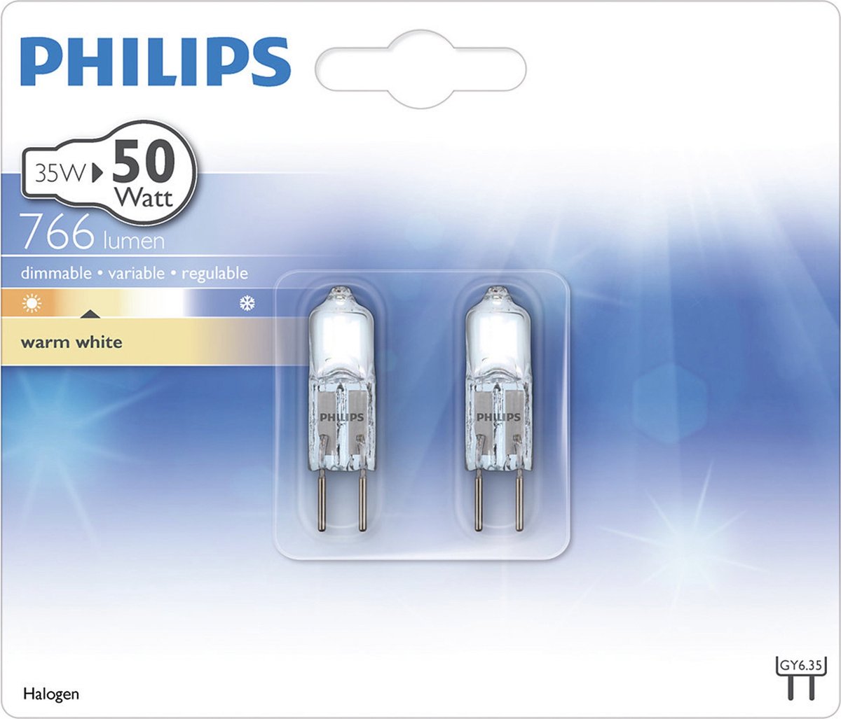 Philips Halogeenlamp GY6.35 50W 776Lm capsule 2 stuks | bol.com