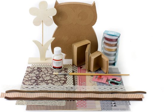 Luxe Decopatch decoupage hobbybox servettechniek foam clay uil leesboek ...