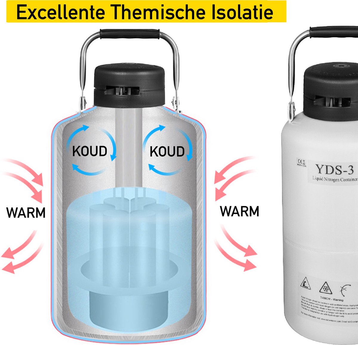 Réservoir d'azote liquide Vevor® 3L - Bouteille d'azote en aluminium ...