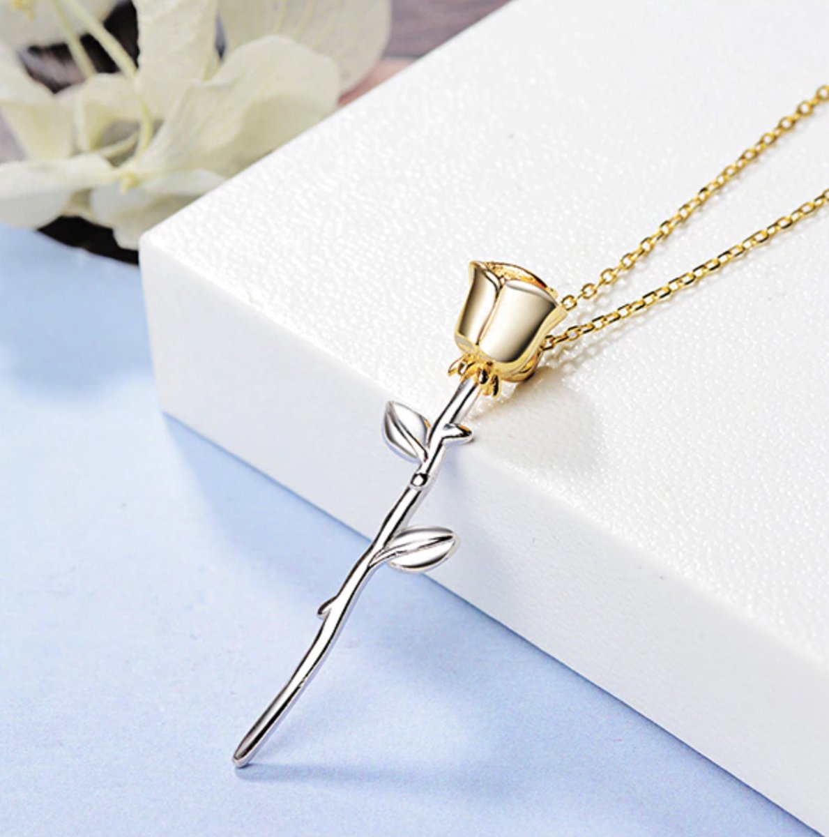 ketting dames | zilveren dames ketting | 925 zilver | ketting met roos ...