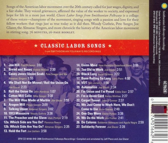 Various Artists - Classic Labor Songs From Smithsonia (CD), various ...
