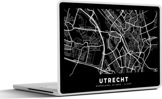 Laptop sticker - 14 inch - Utrecht - Kaart - Zwart - 32x5x23x5cm ...